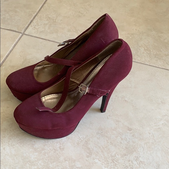 Shoes | Velvet Close Toed High Heels With Platform | Poshmark